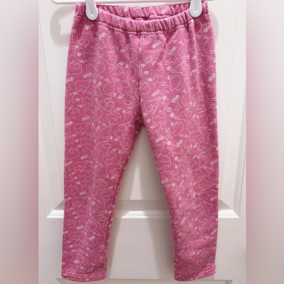 Uniqlo | Bottoms | 5foruniqlo Soft Fleece Pink Cat Girls Leggings ...